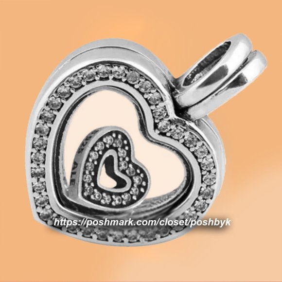 Pandora | Jewelry | Pandora Lockets Sparkling Heart Hanging Charm ...